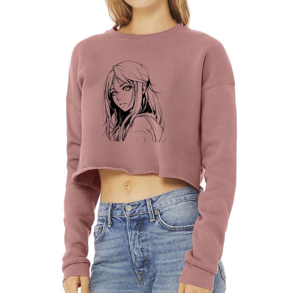 Cute Anime Girl Cropped Sweatshirt - Anime Character Gift - Beautiful ...