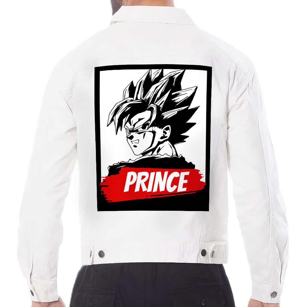 Prince Men's White Denim Jacket - Anime Patterned Apparel - Anime ...